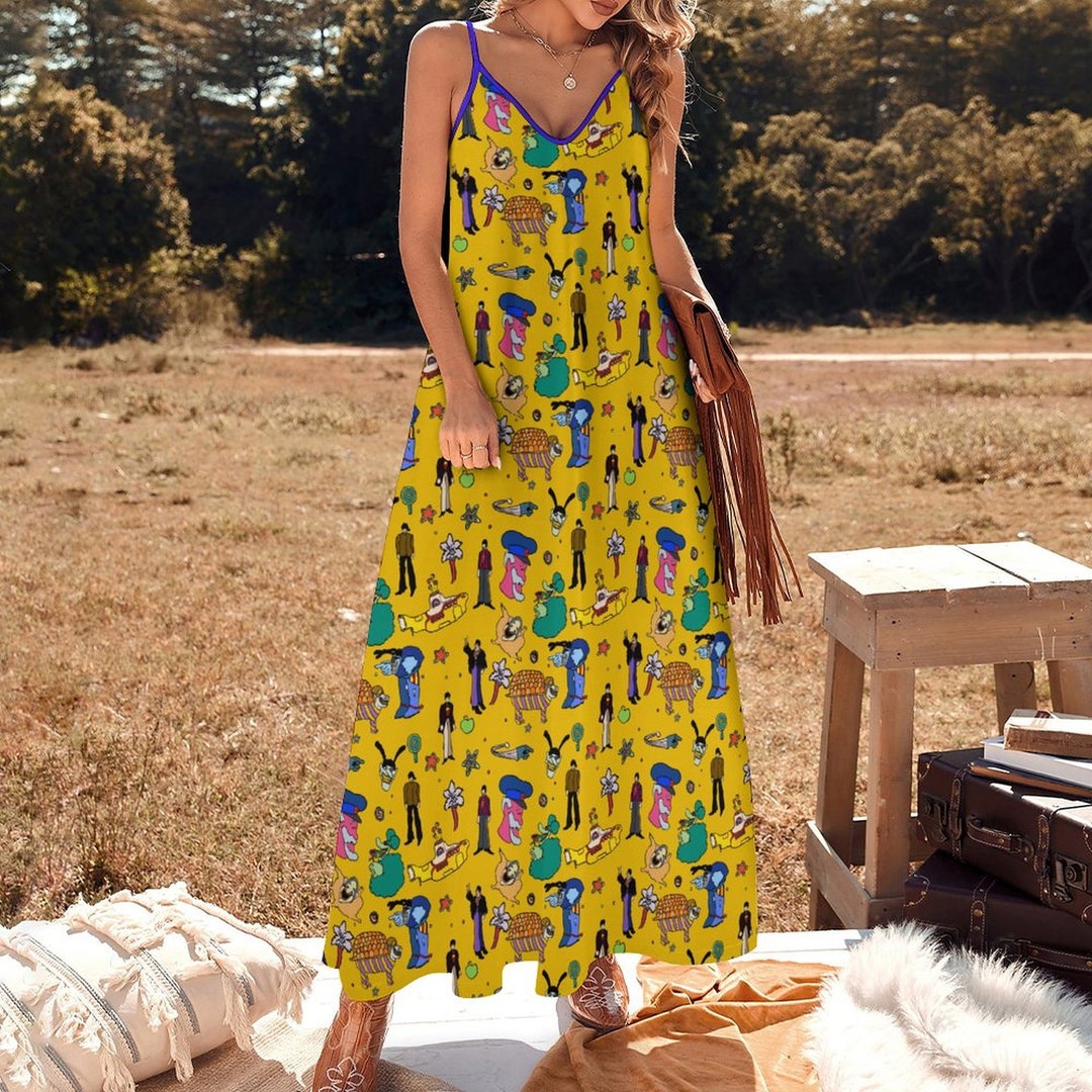 Yellow Submarine * Woman’s Sexy Ankle-length Slip Dress * Hippie Boho ...