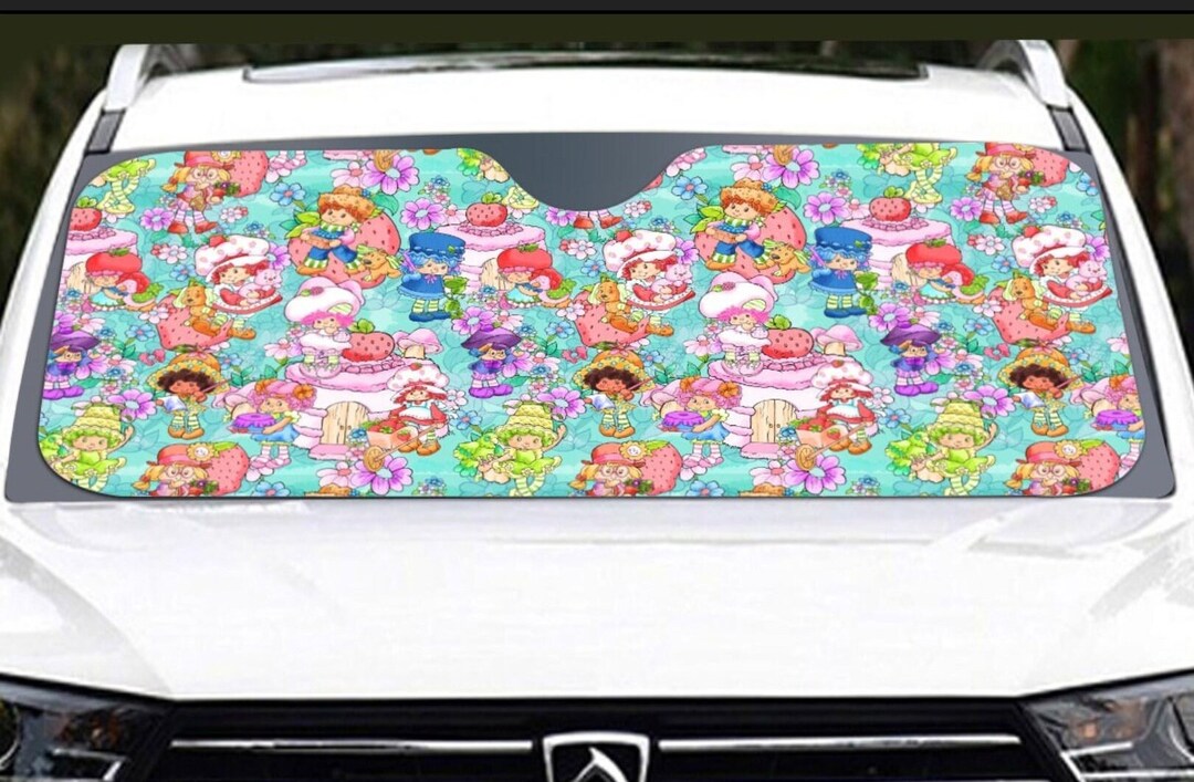 Strawberry Vintage 80s Cartoon Windshield Sunshade Protection for Your ...