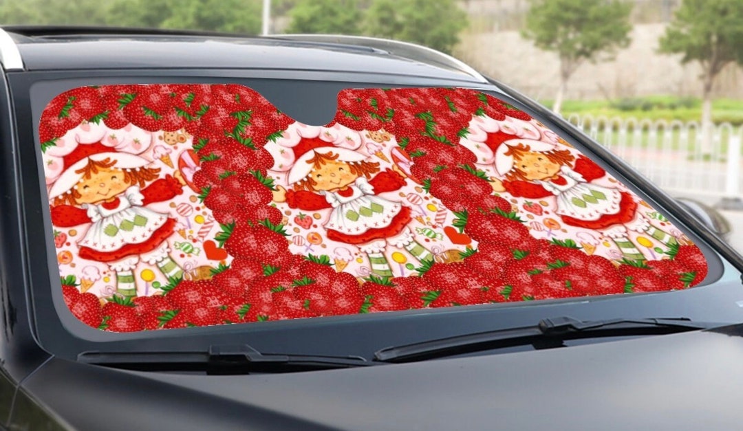 Strawberry Vintage 80s Cartoon Windshield Sunshade Protection for Your ...