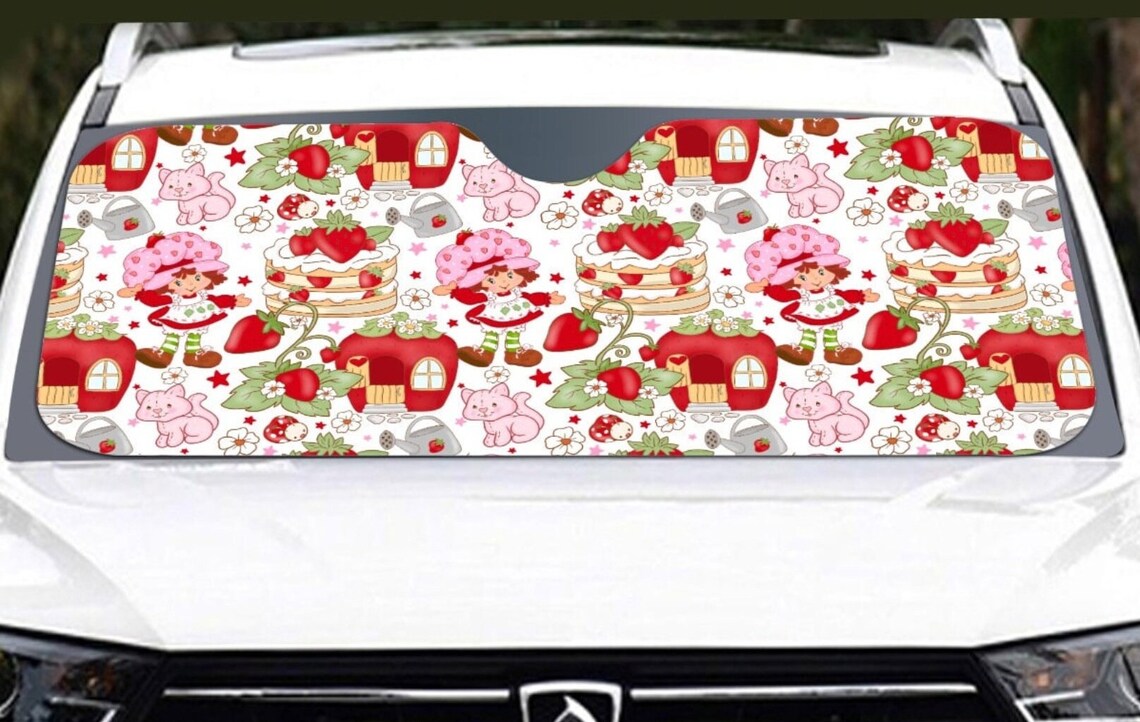 Strawberry Vintage 80s Cartoon Windshield Sunshade Protection for Your ...