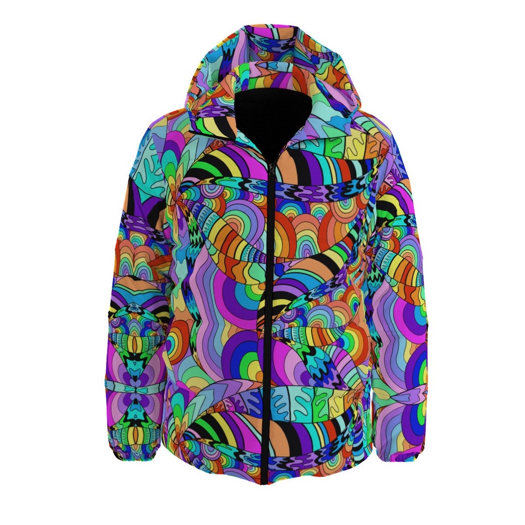 Psychedelic Loop Hole ~ Men's & Woman's Down Jacket ~ Puffer Coat ...