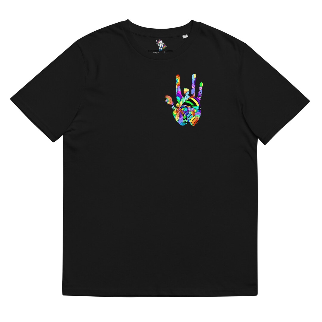 Jerry Garcia * Psychedelic Handprint * Men's & Woman's Organic Cotton T ...