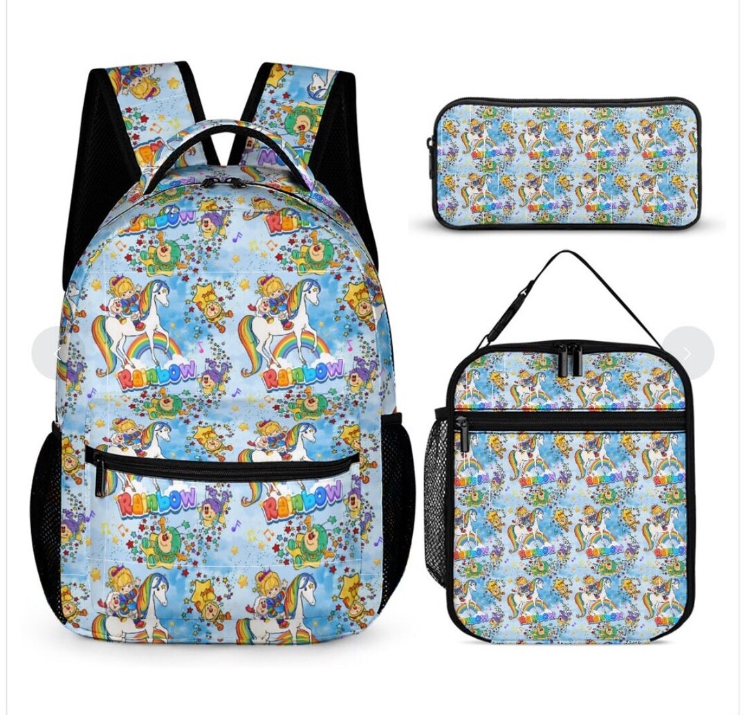 Rainbow Kids Vintage 80s Cartoon Three Piece Bag Set Backpack Lunch ...