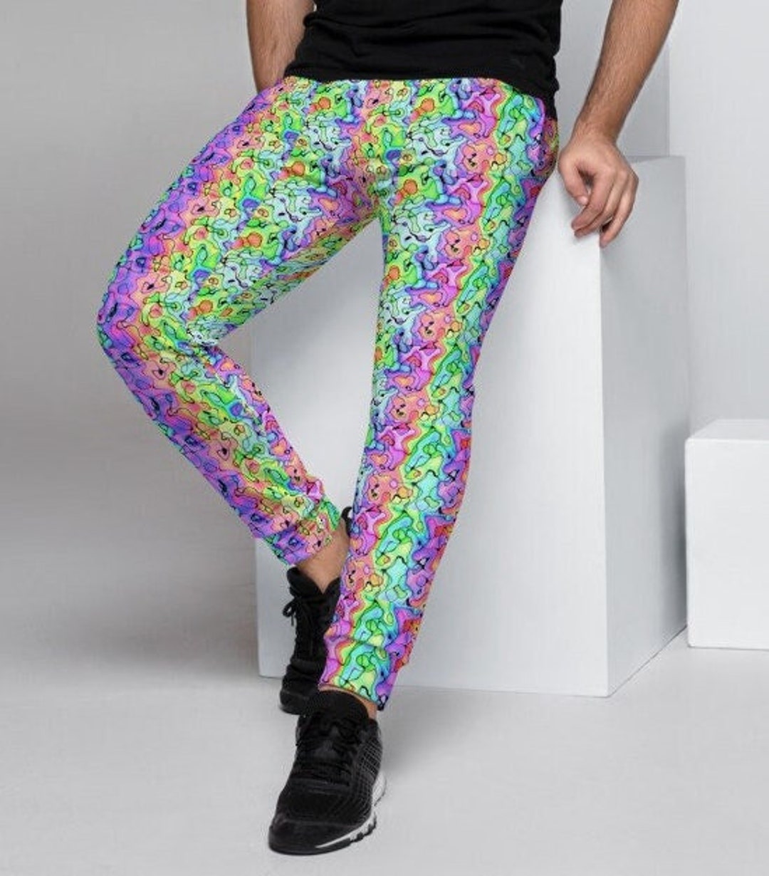 Rainbow's Dripping Down Trippy Men's Joggers Rain Drops Rainbow ...