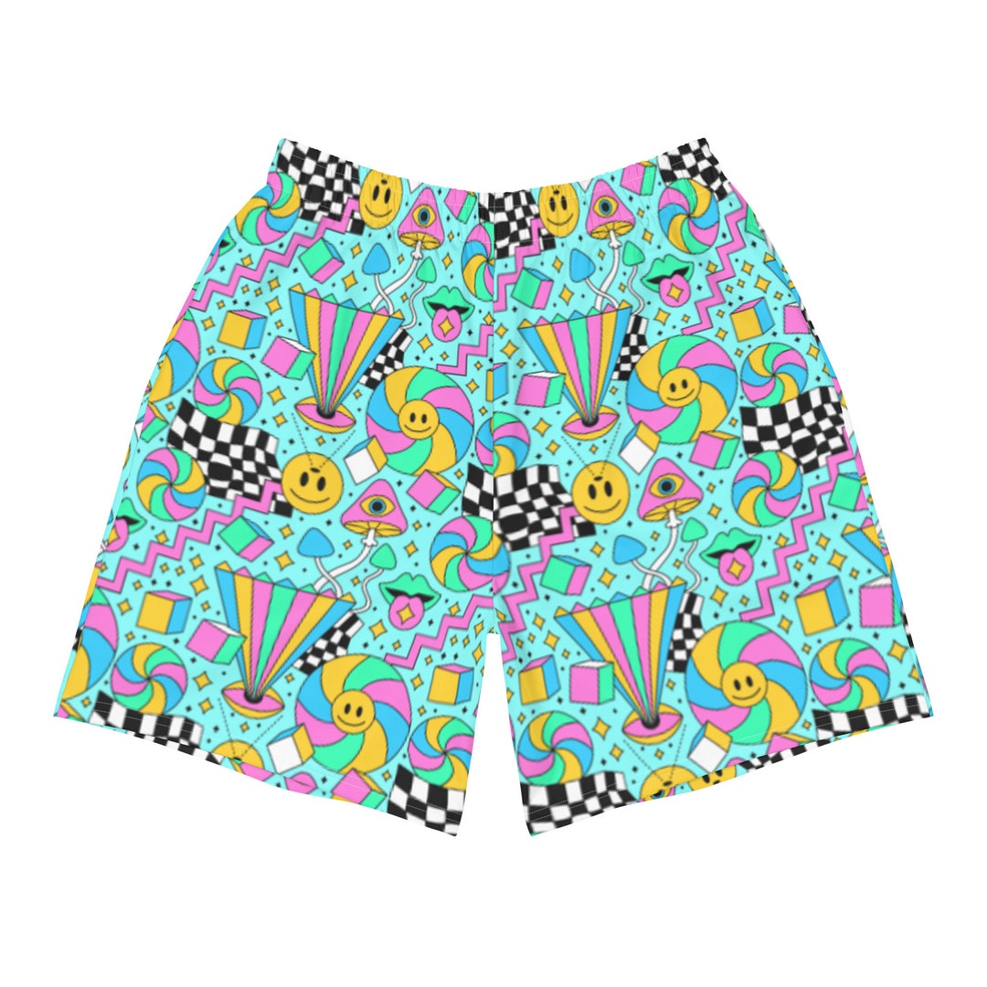 Trippy Psychedelic Checkered Shorts: Rave Festival Wear - Etsy