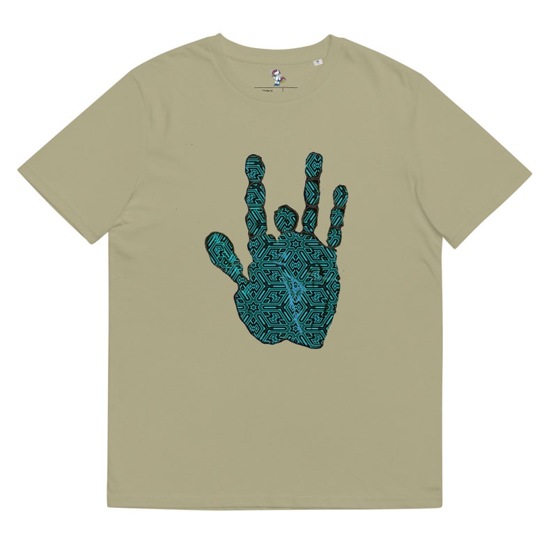 Geometric jerry Garcia Handprint unisex Organic Cotton T ...