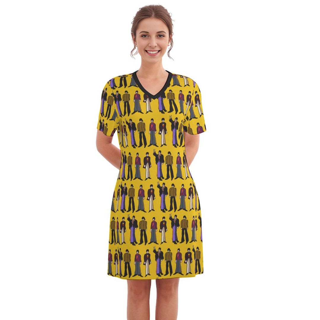 Beatles * Women's V Neck Dress * 60’s - 70’s Hippie Vibes * %100 Cotton ...