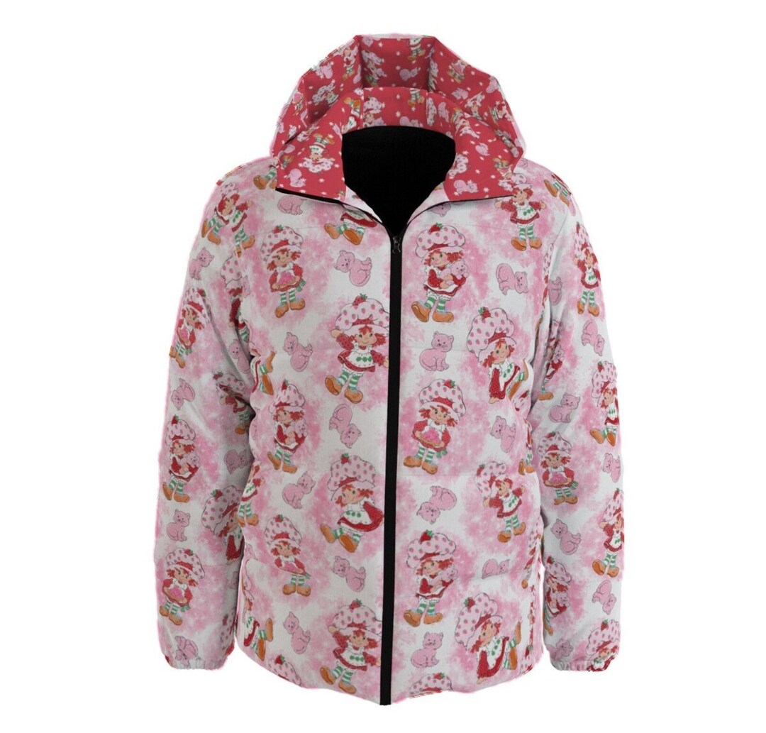 Strawberry 80s Vibes Mens & Womans Puffer Jacket down Jacket Coat Funky ...