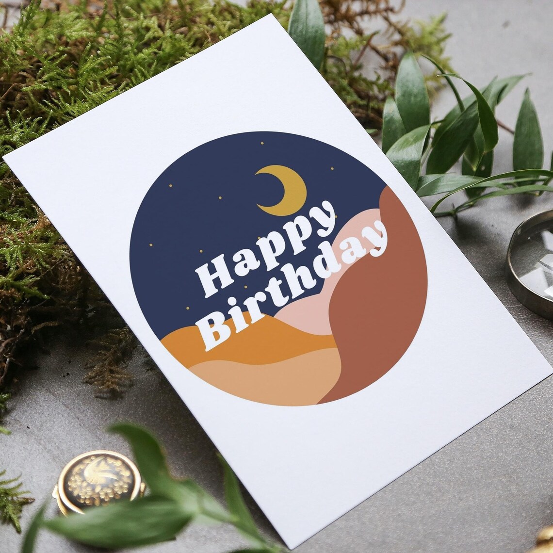 Midnight Scene Birthday Card Mountains Landscape - Etsy