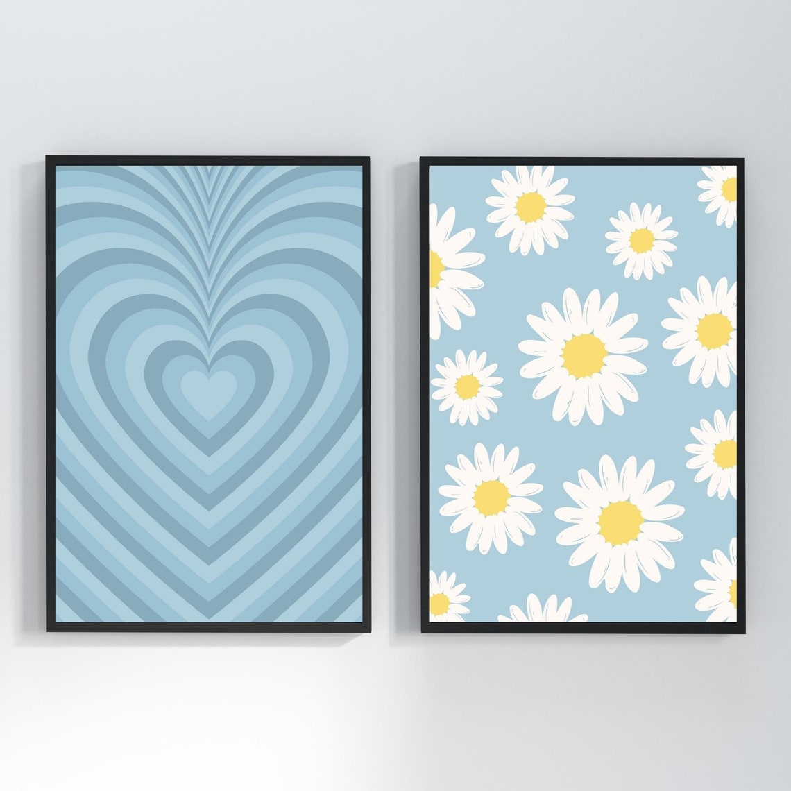 Blue Danish Pastel Set of 3, Printable Wall Art, Soft Aesthetic Room ...