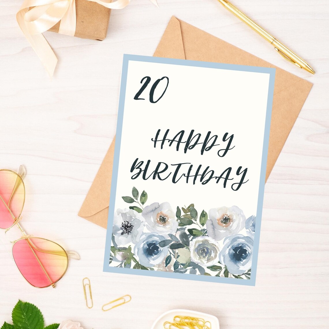 Classic 20th Birthday Card 20th Birthday Gift for Her Floral | Etsy