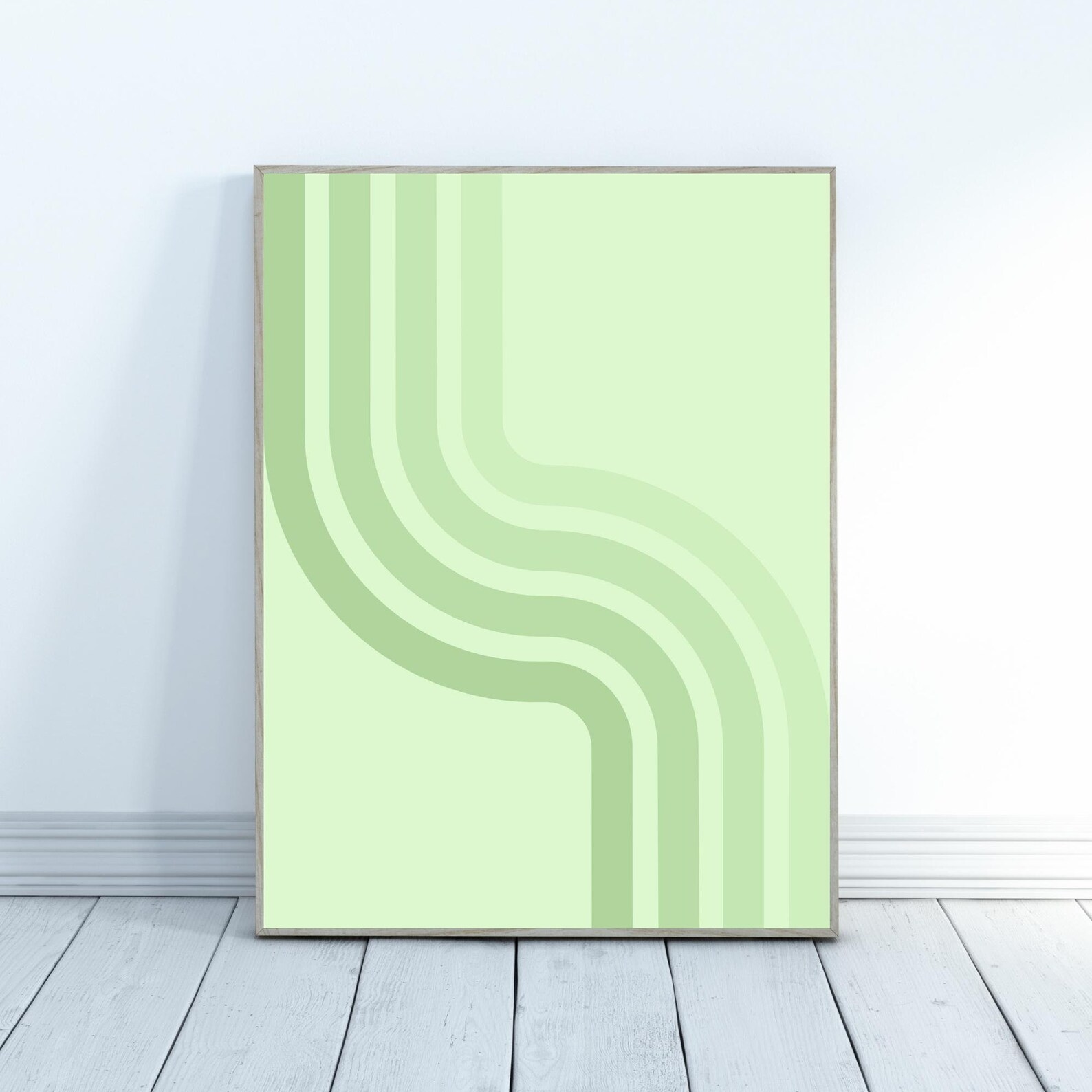 70s Groovy Lines Danish Pastel Wall Art Light Green Boho Room - Etsy