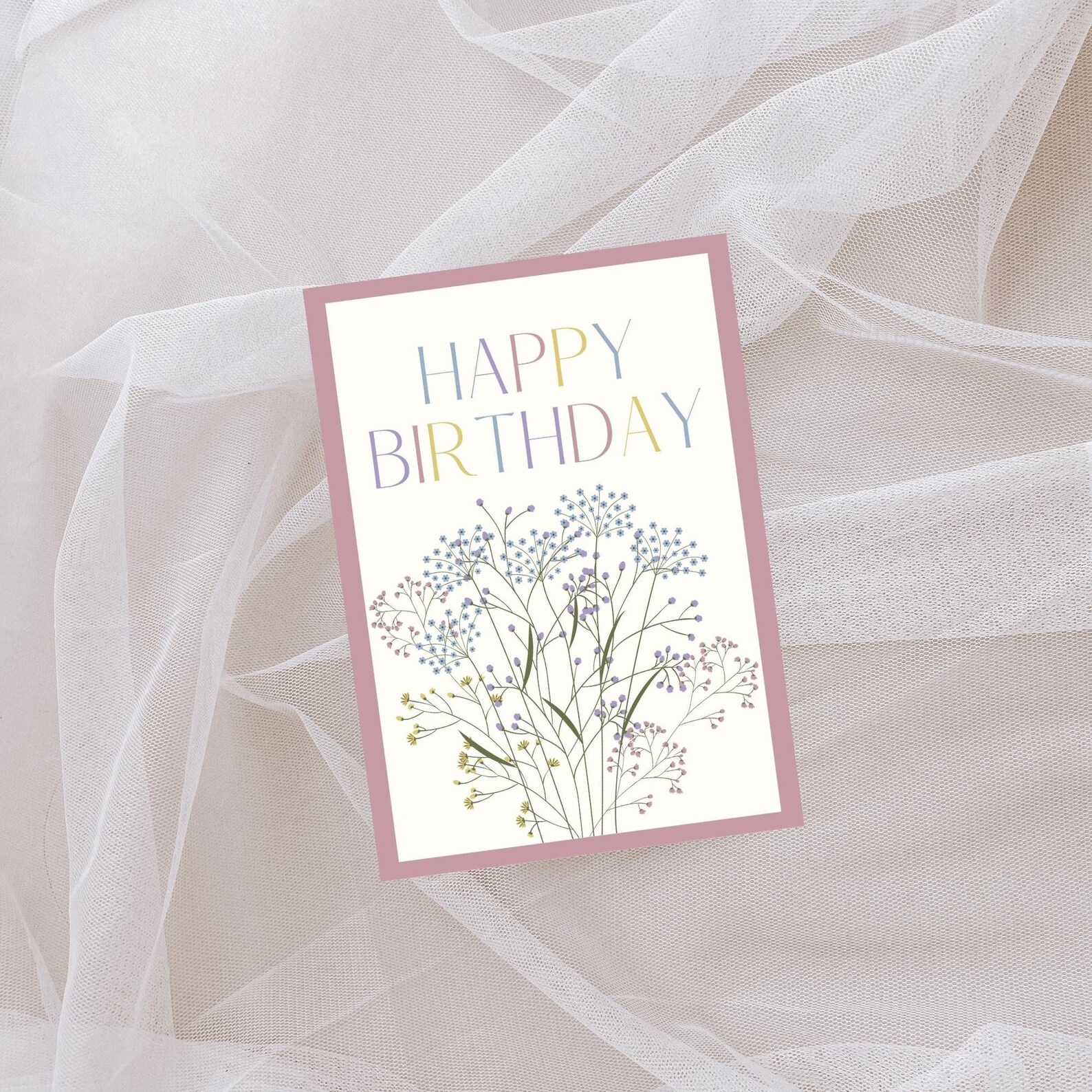 Floral Printable Happy Birthday Card Spring Pastel Colourful - Etsy