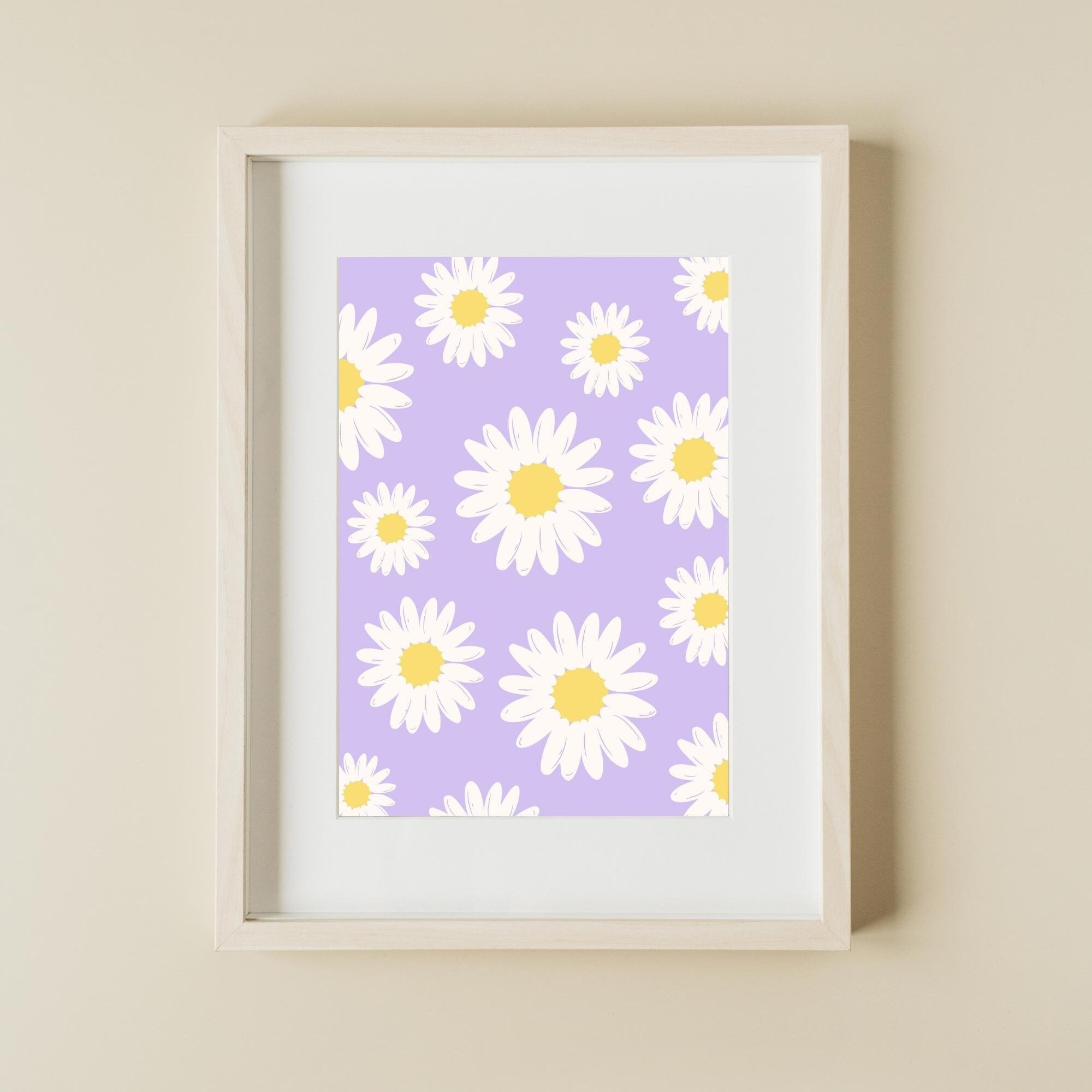 Daisy Danish Pastel Wall Art Purple Wildflower Printable Wall - Etsy
