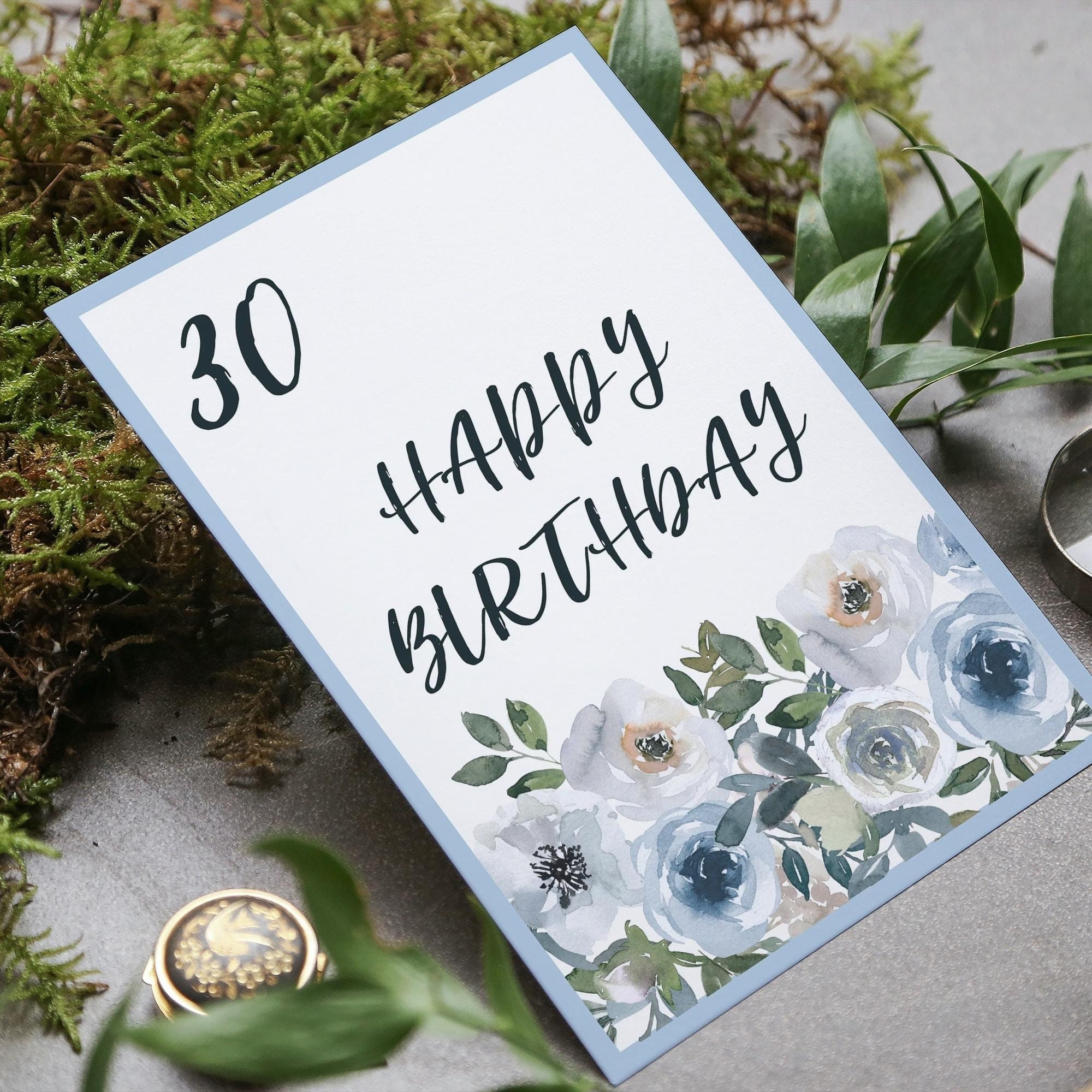 Classic 30th Birthday Card 30th Birthday Gift for Her Floral - Etsy