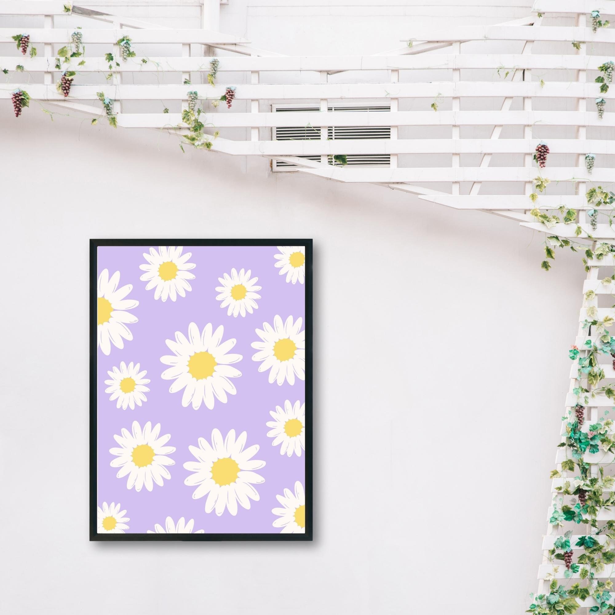 Daisy Danish Pastel Wall Art Purple Wildflower Printable Wall - Etsy