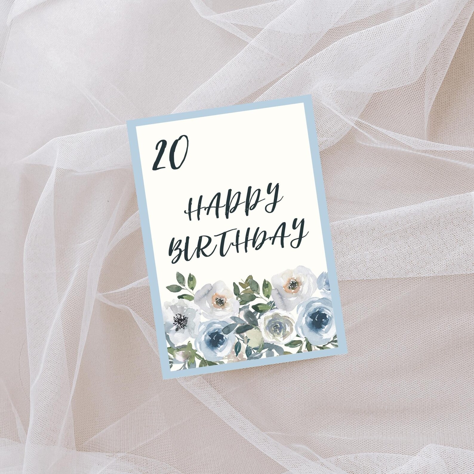 Classic 20th Birthday Card, 20th Birthday Gift for Her, Floral Happy ...