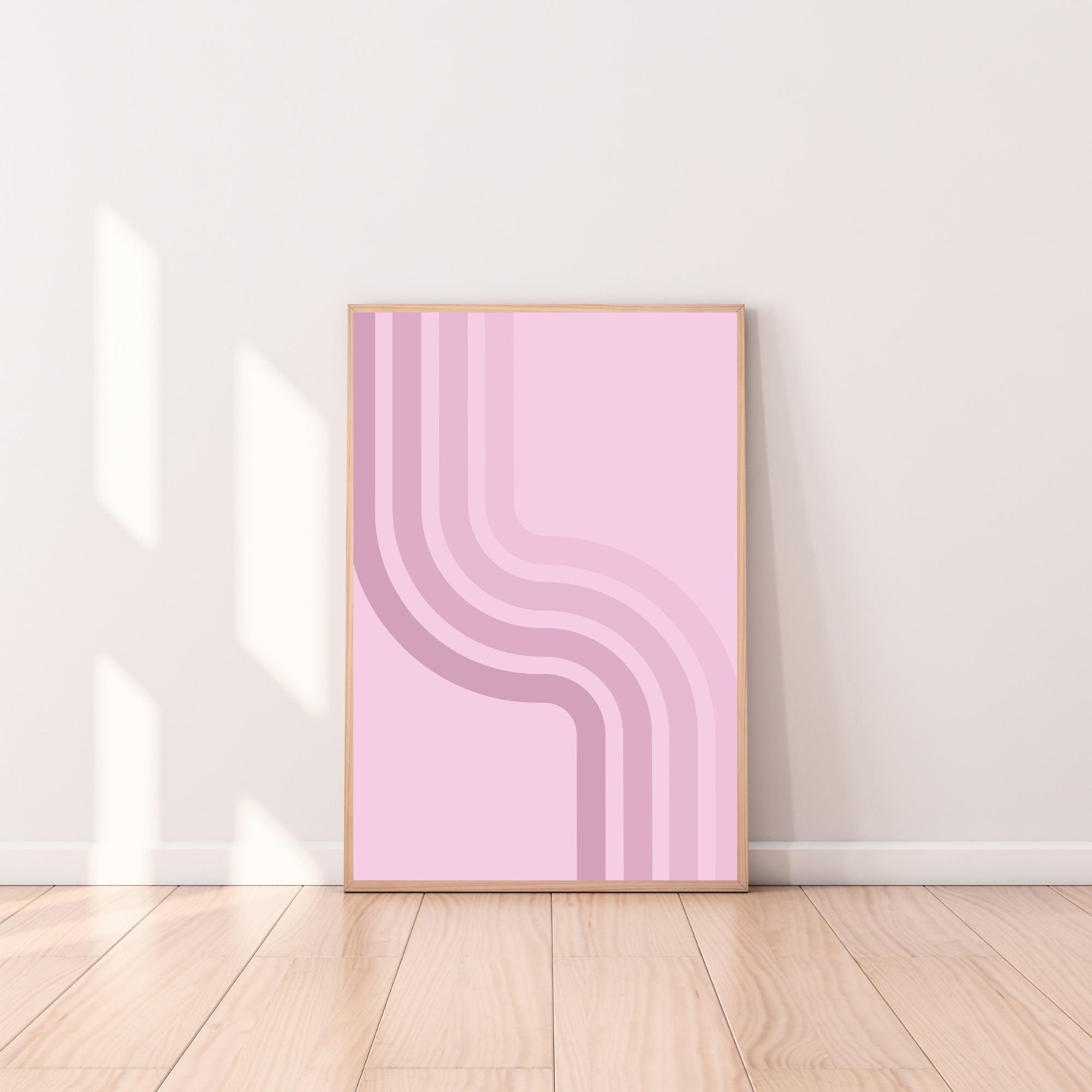 70s Groovy Lines Danish Pastel Wall Art Baby Pink Boho Room - Etsy