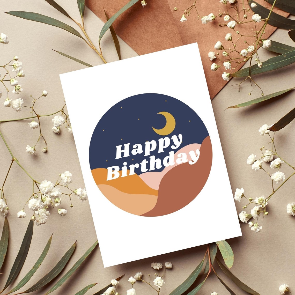 Midnight Scene Birthday Card Mountains Landscape - Etsy