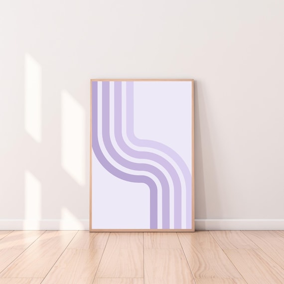 70s Groovy Lines Danish Pastel Wall Art Lilac Purple Boho - Etsy
