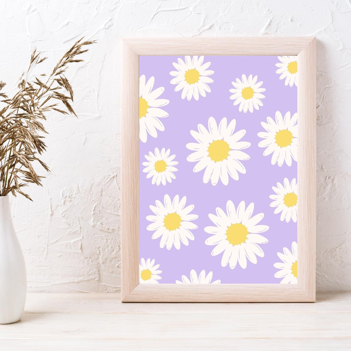 Daisy Danish Pastel Wall Art Purple Wildflower Printable Wall - Etsy