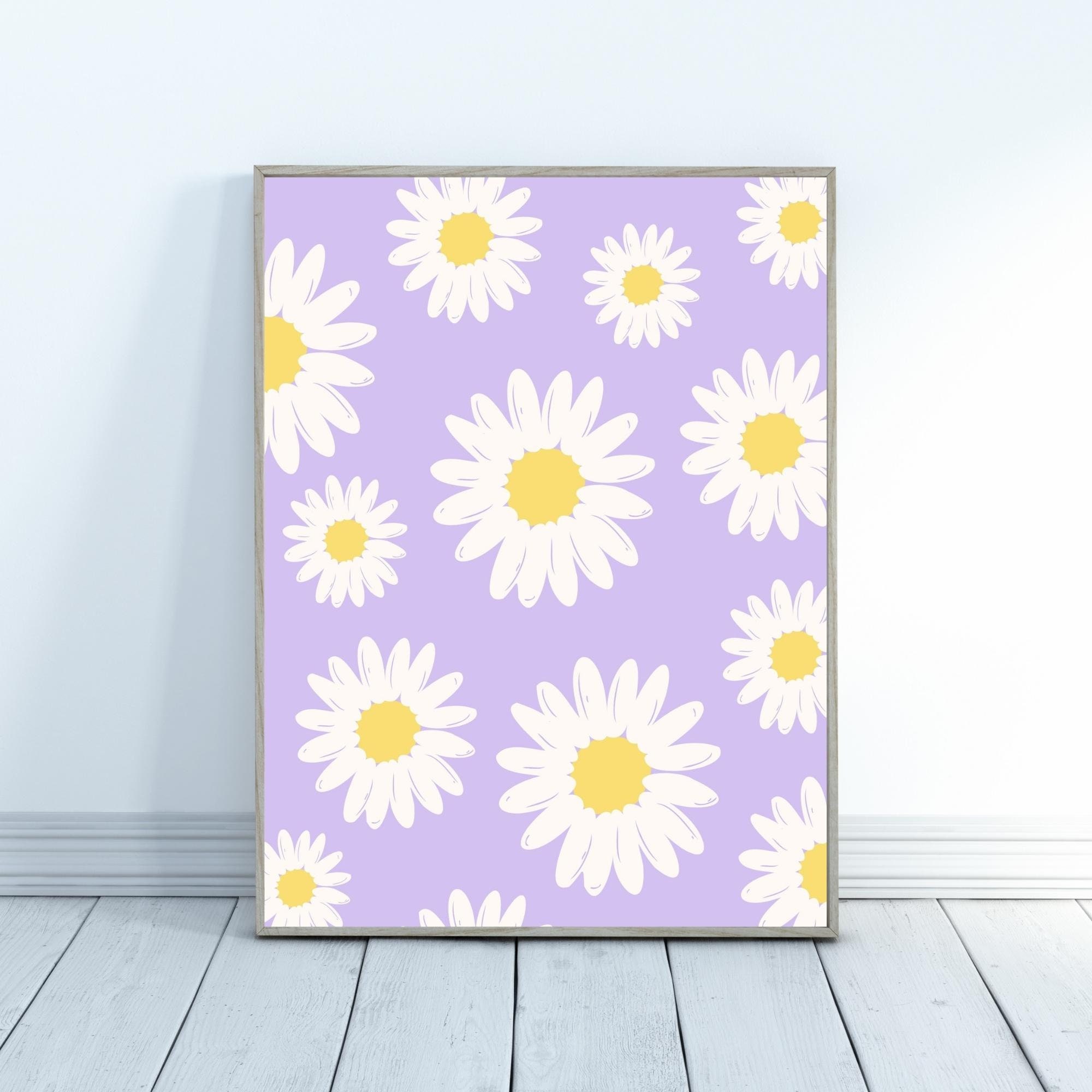 Daisy Danish Pastel Wall Art Purple Wildflower Printable Wall - Etsy