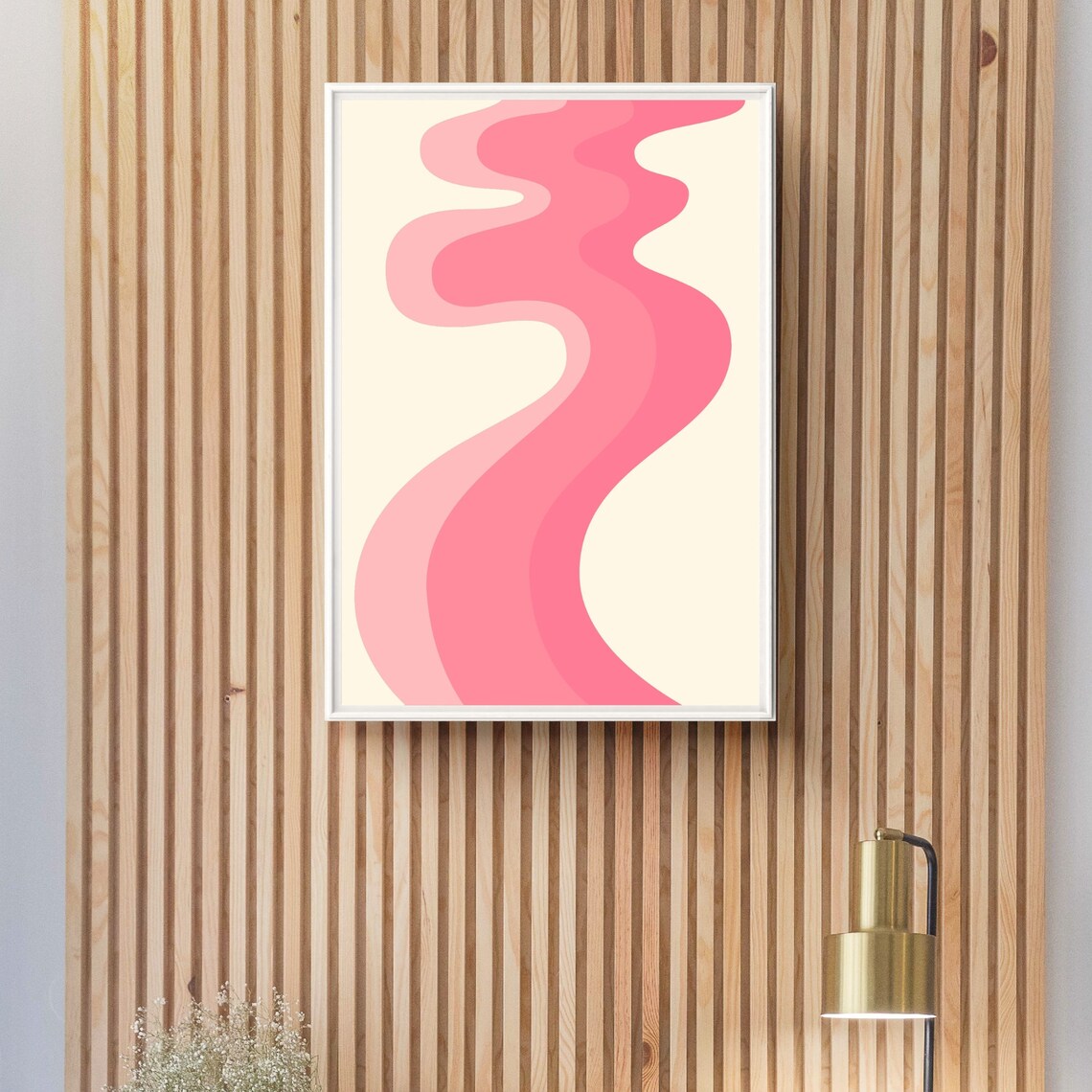 Pink Retro Groovy Lines Wall Art Wavy Pastel Room Decor - Etsy
