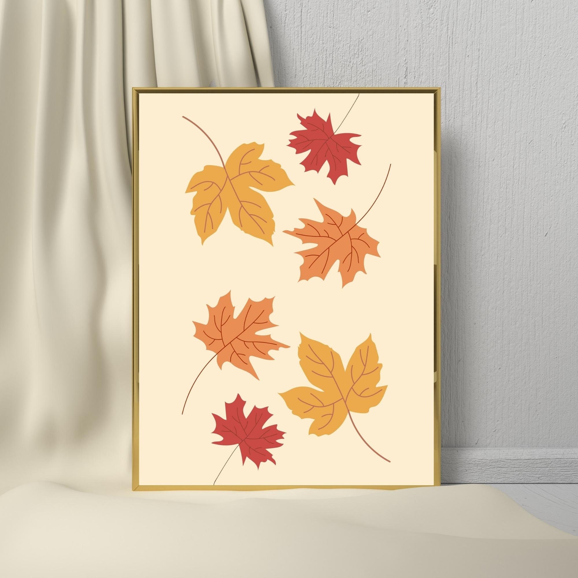 Autumn Cottagecore Maple Leaves Wall Art Cozy Aesthetic Room - Etsy
