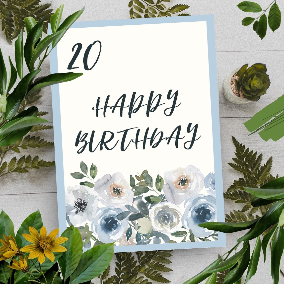 Classic 20th Birthday Card 20th Birthday Gift for Her Floral | Etsy