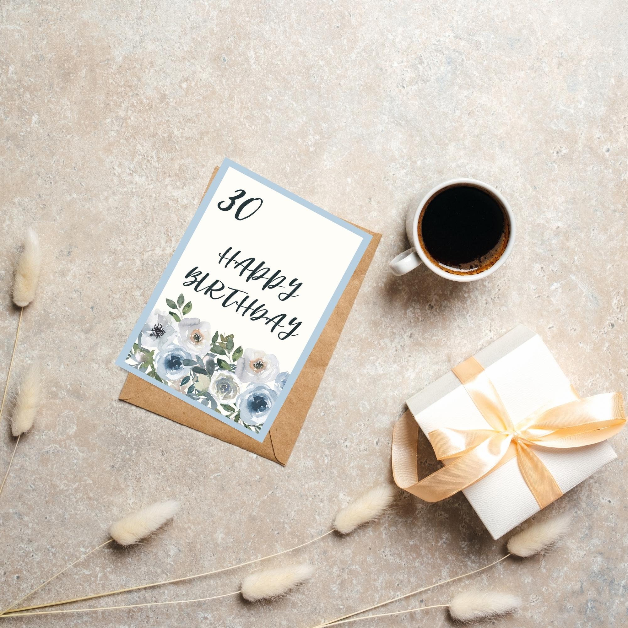 Classic 30th Birthday Card, 30th Birthday Gift for Her, Floral Happy ...