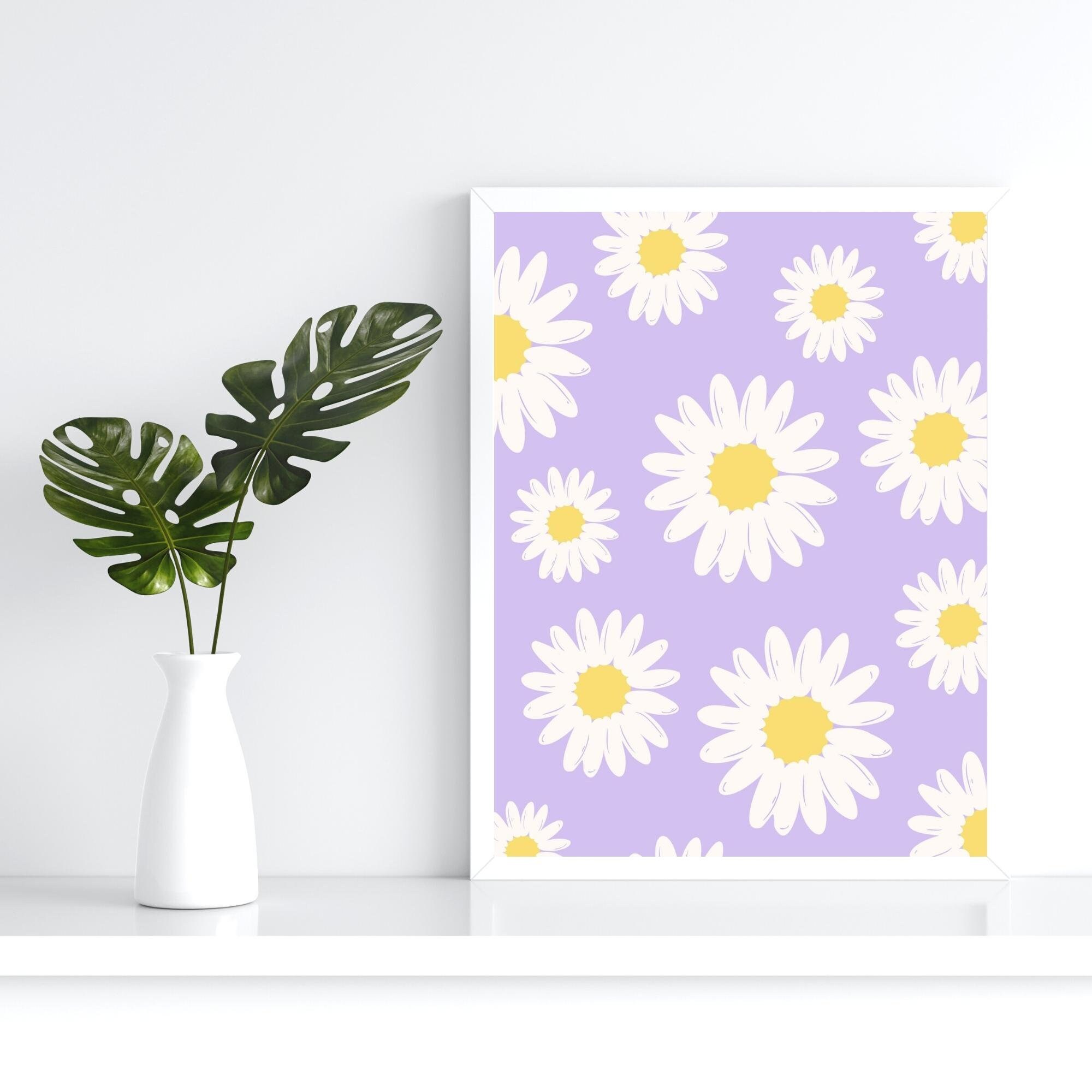 Daisy Danish Pastel Wall Art Purple Wildflower Printable Wall - Etsy