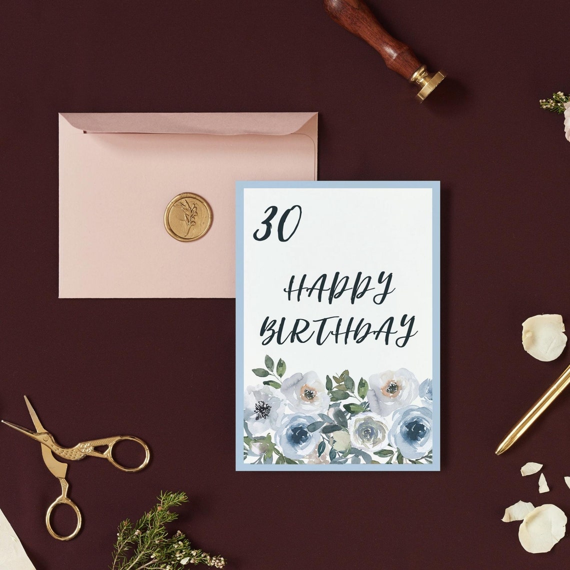 Classic 30th Birthday Card 30th Birthday Gift for Her Floral - Etsy