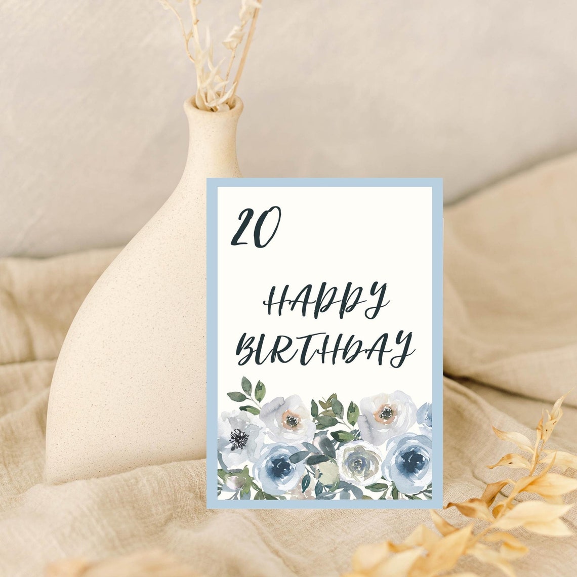 Classic 20th Birthday Card 20th Birthday Gift for Her Floral | Etsy