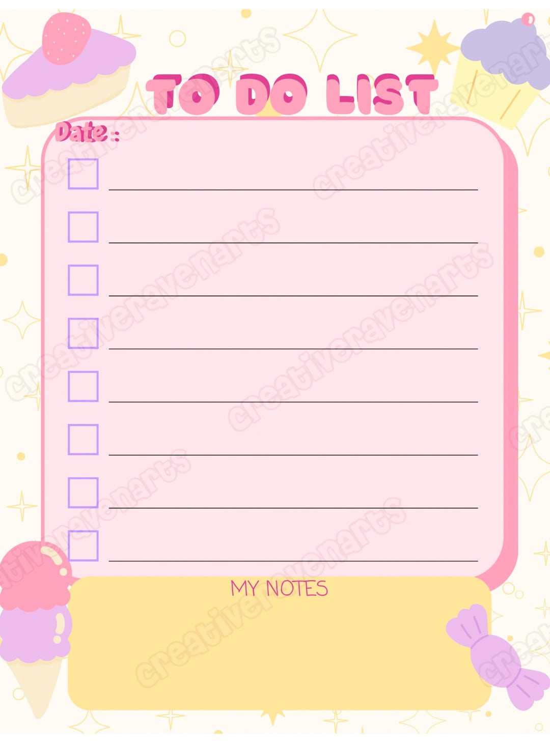 Kawaii Pastel Desert to Do List Instant Digital Download Printable PDF ...