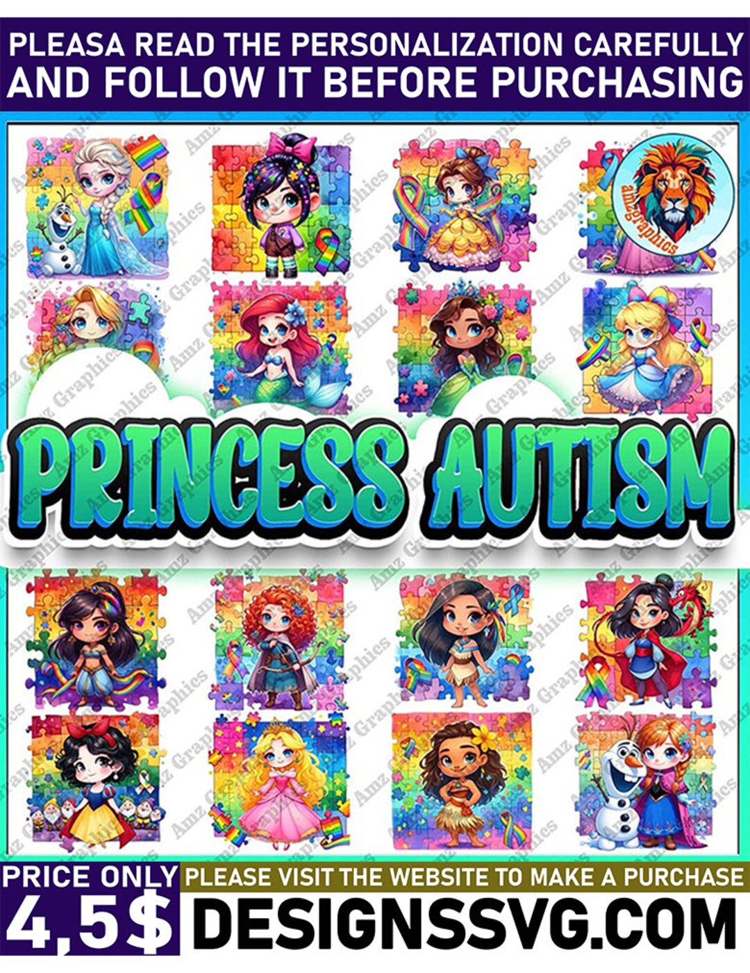 15 Autism Princess Png Bundle, Autism Awareness Png, Awareness Png, Be ...