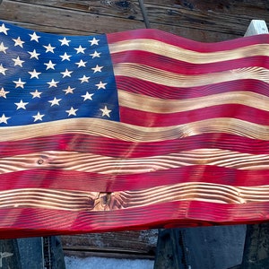Waving Wood American Flag - Etsy UK