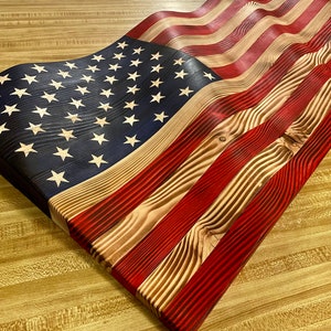 Waving Wood American Flag - Etsy UK