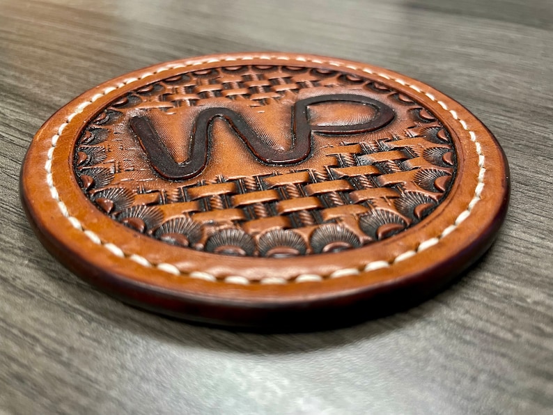Custom Handmade Leather Coasters and Holder. - Etsy
