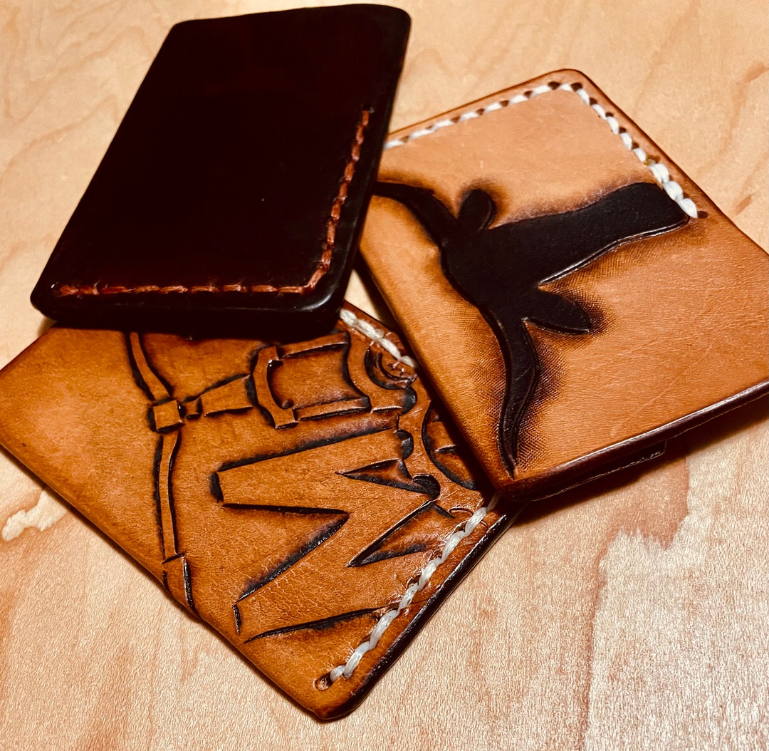 Handmade, Hand Tooled Custom Leather Business Card Holders. - Etsy