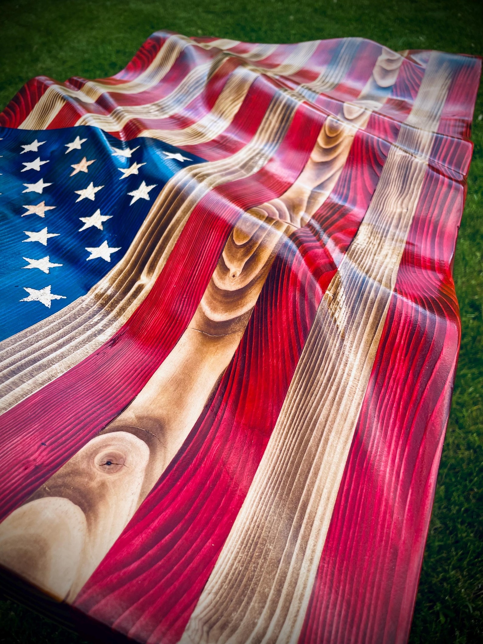 Handmade Waving Wood American Flag: Patriotic Wall Decor - Etsy