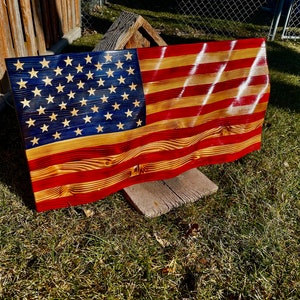 Waving Wood American Flag - Etsy UK