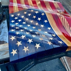 Waving Wood American Flag - Etsy UK