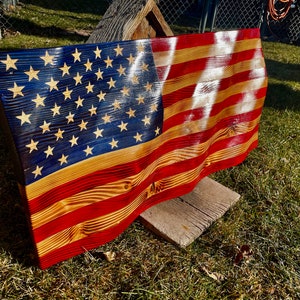 Waving Wood American Flag - Etsy UK