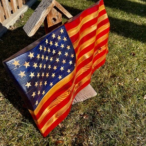 Waving Wood American Flag - Etsy UK