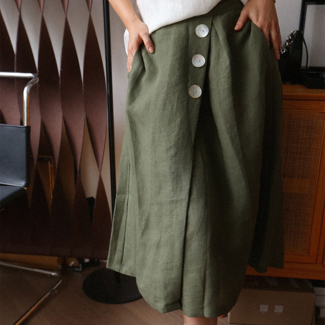 100% Hemp Button Skirt, Slide Cut Hemp Skirt for Women, Eco-friendly ...