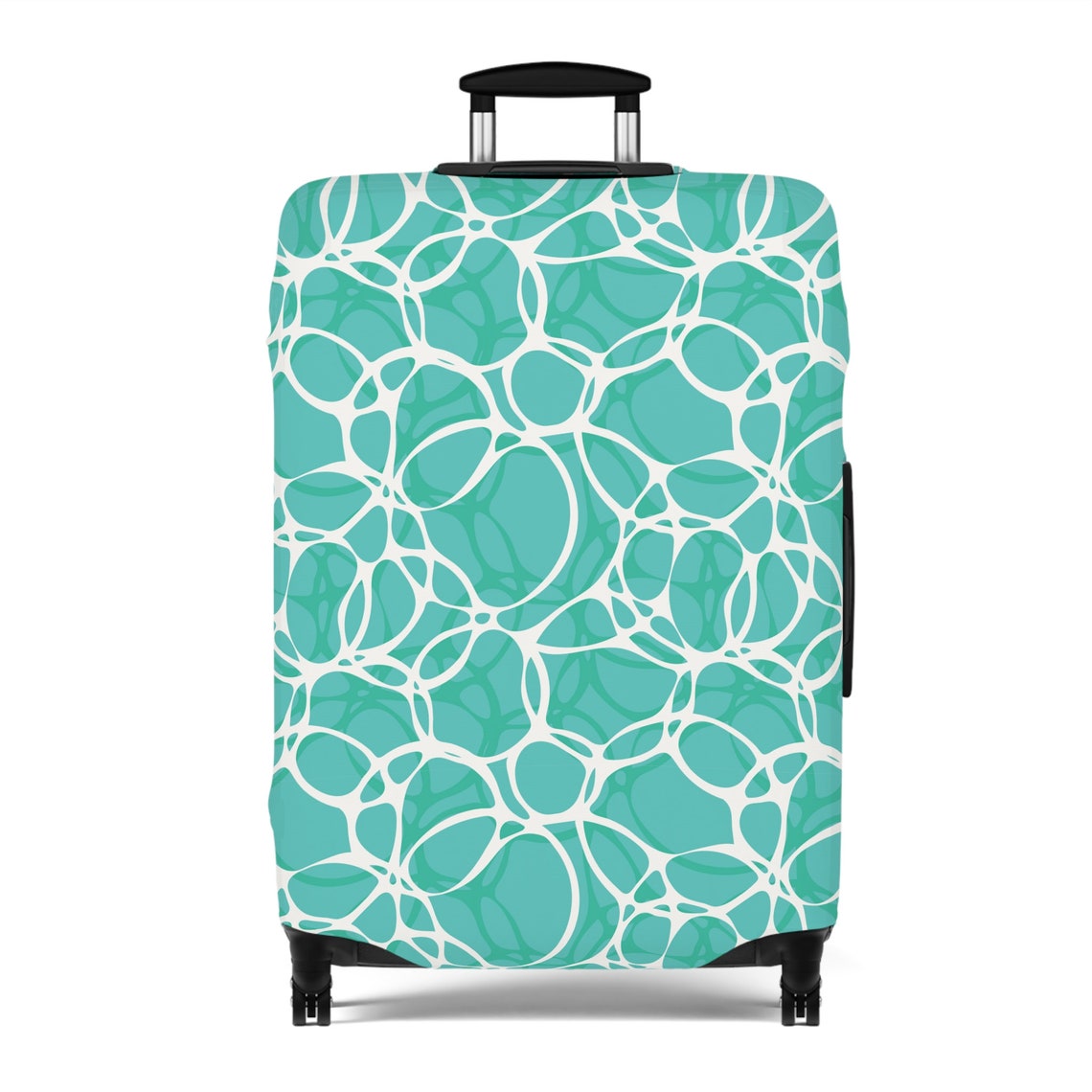 Aqua and White Abstract Bubbles Luggage Cover, Boho Suitcase Protector ...