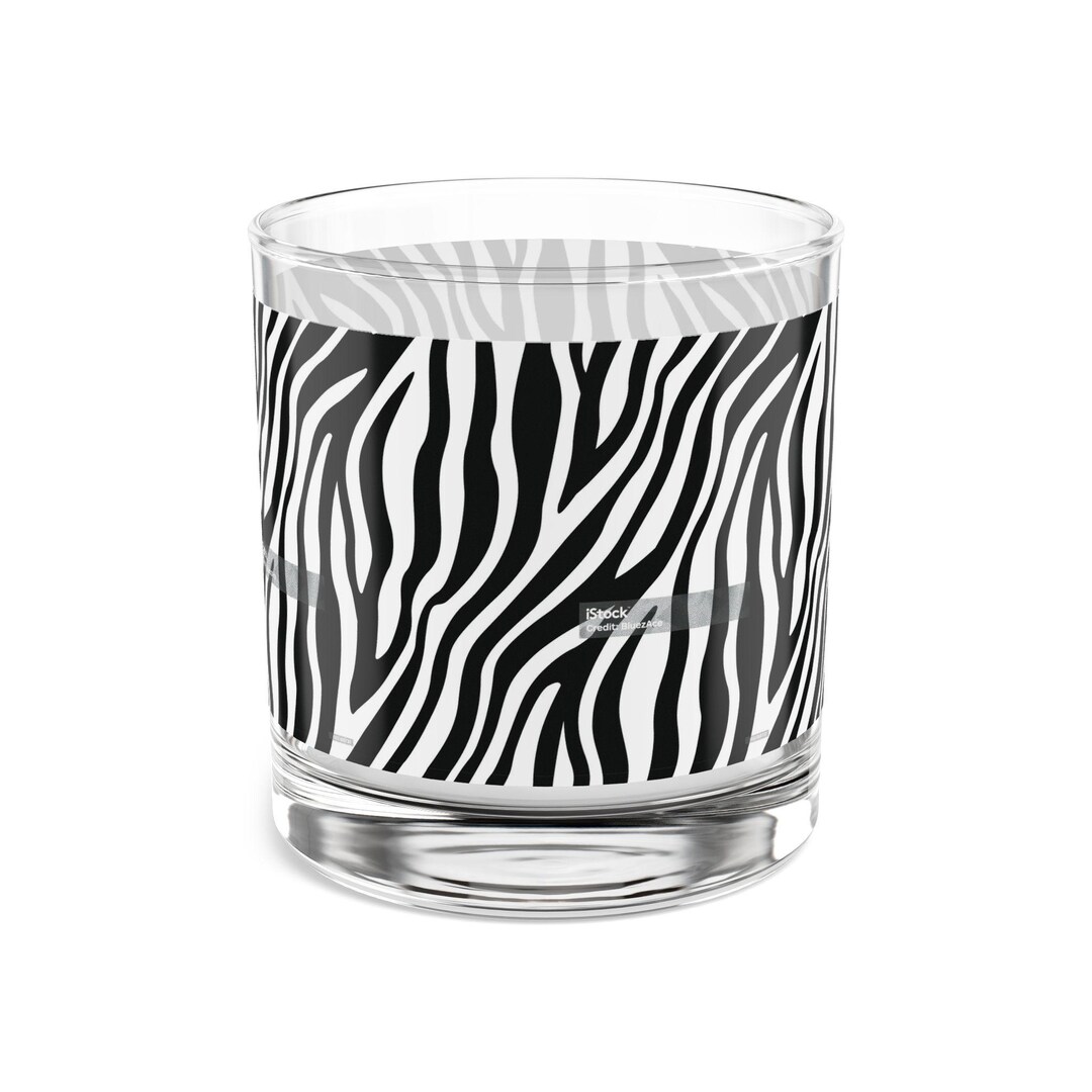 Bold and Wild Zebra Print Rocks Glass, 10oz Safari Style Drinkware ...