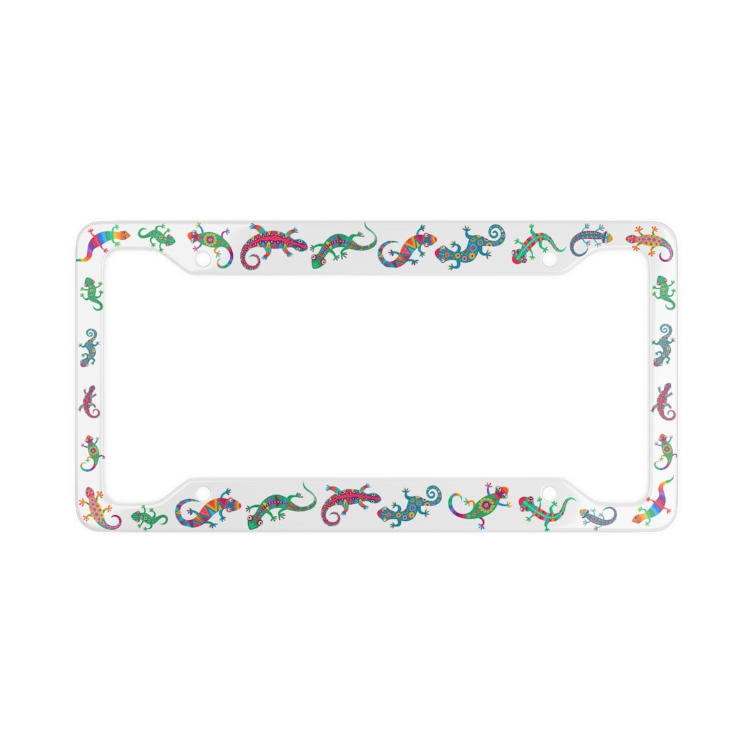 Colorful Lizards License Plate Frame, Iguana Chameleon Car Accessory ...