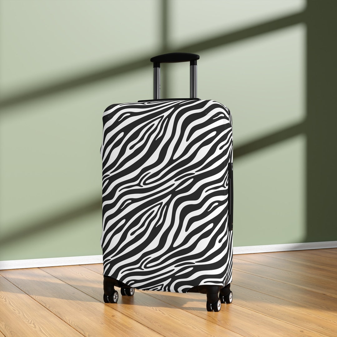 Zebra Print Luggage Cover, Black and White Suitcase Protector, Fun ...