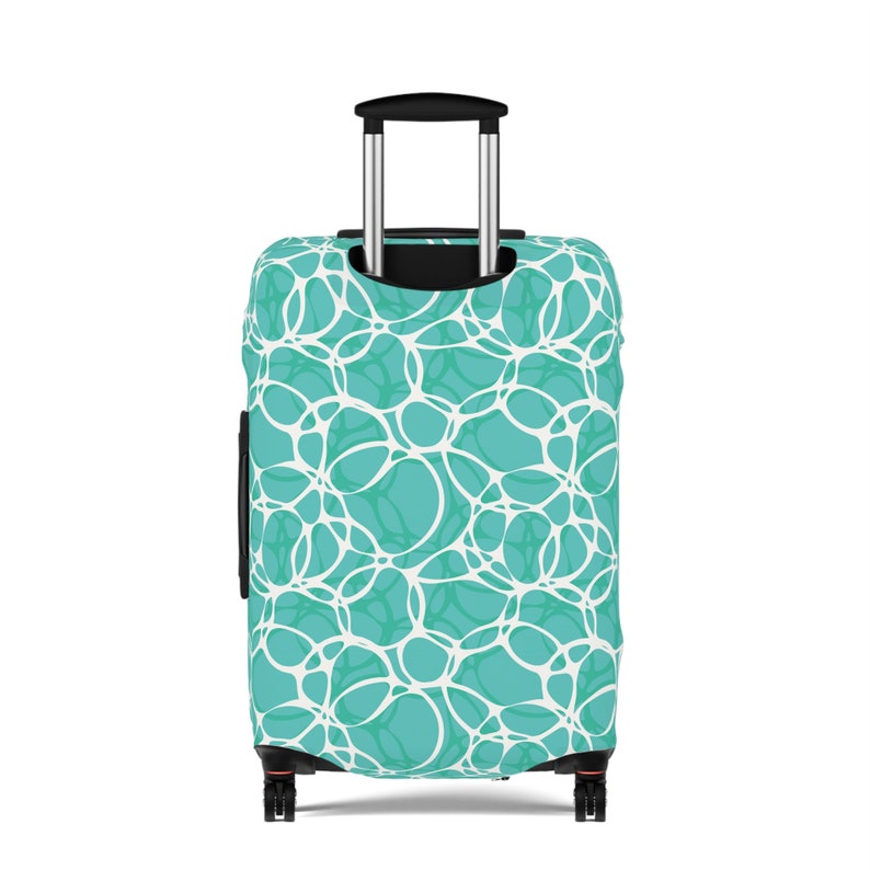 Aqua and White Abstract Bubbles Luggage Cover, Boho Suitcase Protector ...